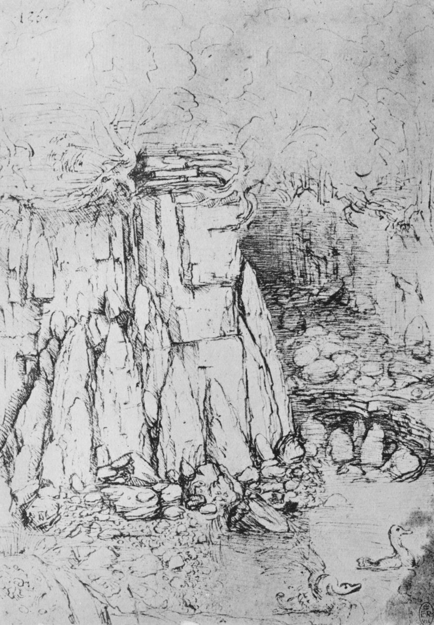 Felsen und Bach, ca. 1480, 1945 von Leonardo da Vinci