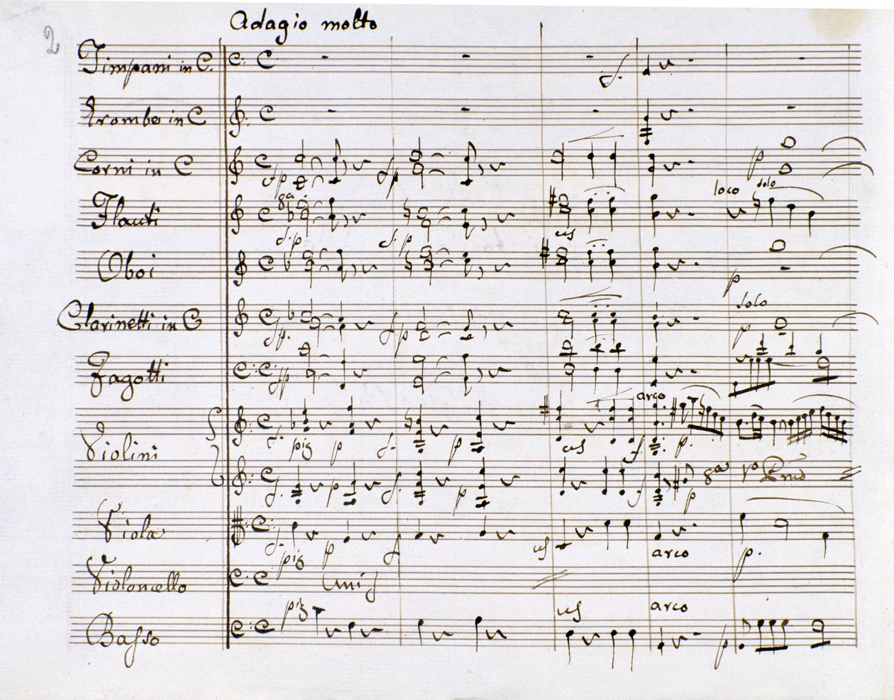Notenblatt der Symphonie Nr. 1 in C-Dur von dem deutschen Komponisten ...