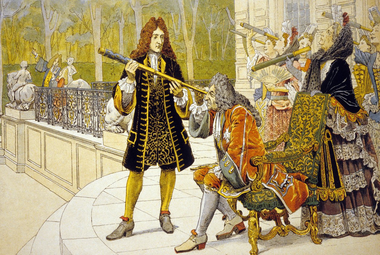 Louis XIV und Jacques Cassini von Maurice Leloir: Kunstdruck