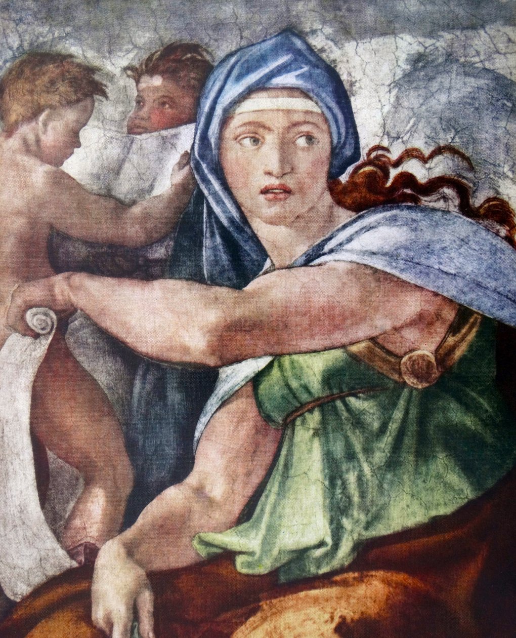 Die delphische Sibylle (Detail) von Michelangelo Buonarroti