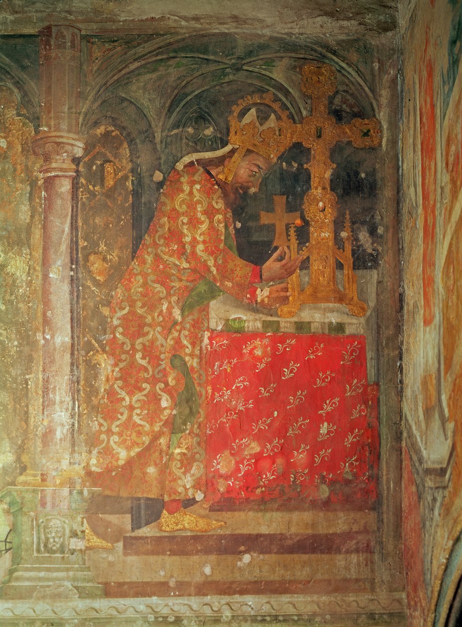 Der Heilige Römische Kaiser Karl IV. legt die Reliquie des Dorns aus ...