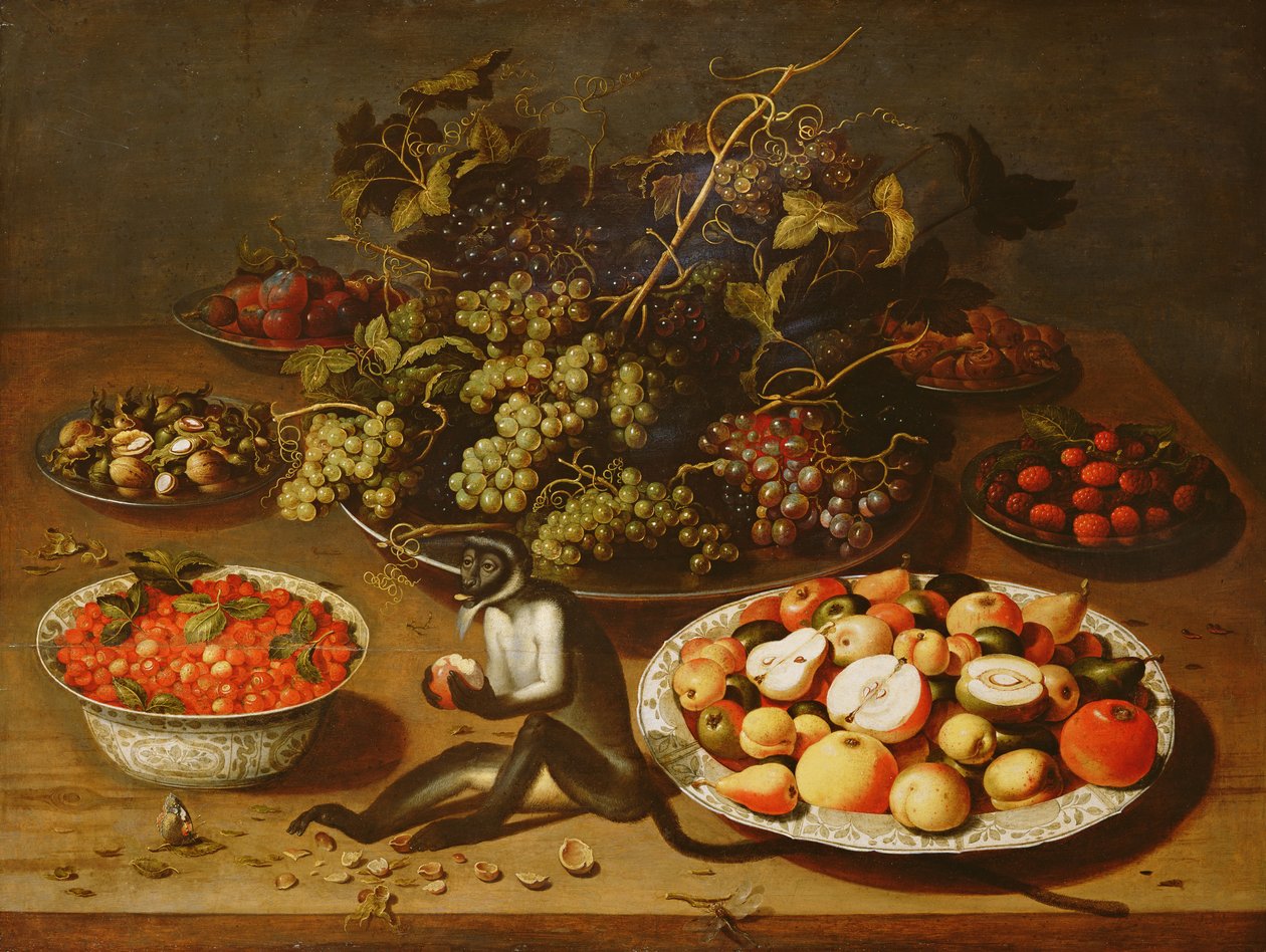Stillleben mit Affe von Osias the Elder Beert: Kunstdruck