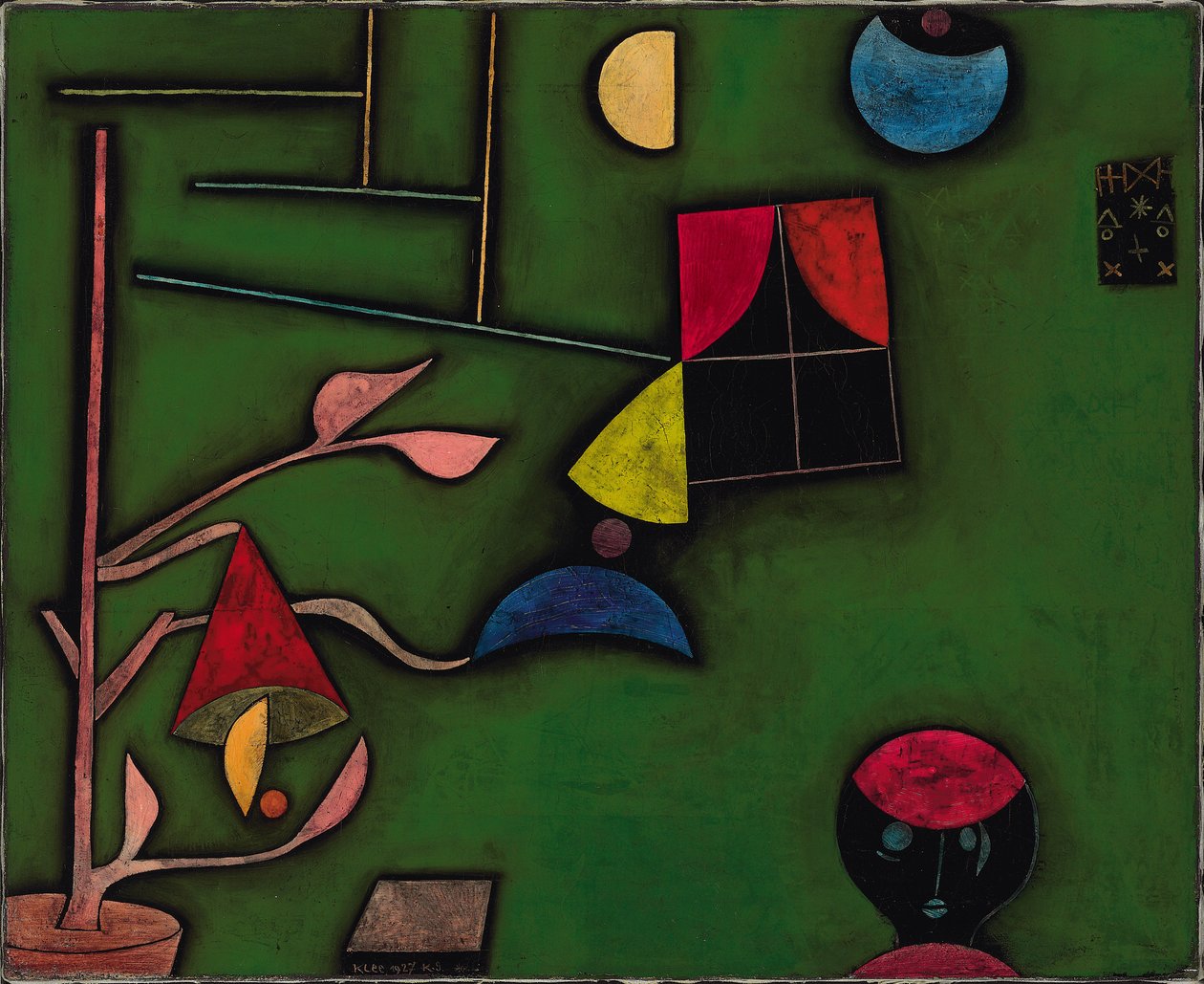 Stillleben mit Pflanze und Fenster von Paul Klee: Kunstdruck