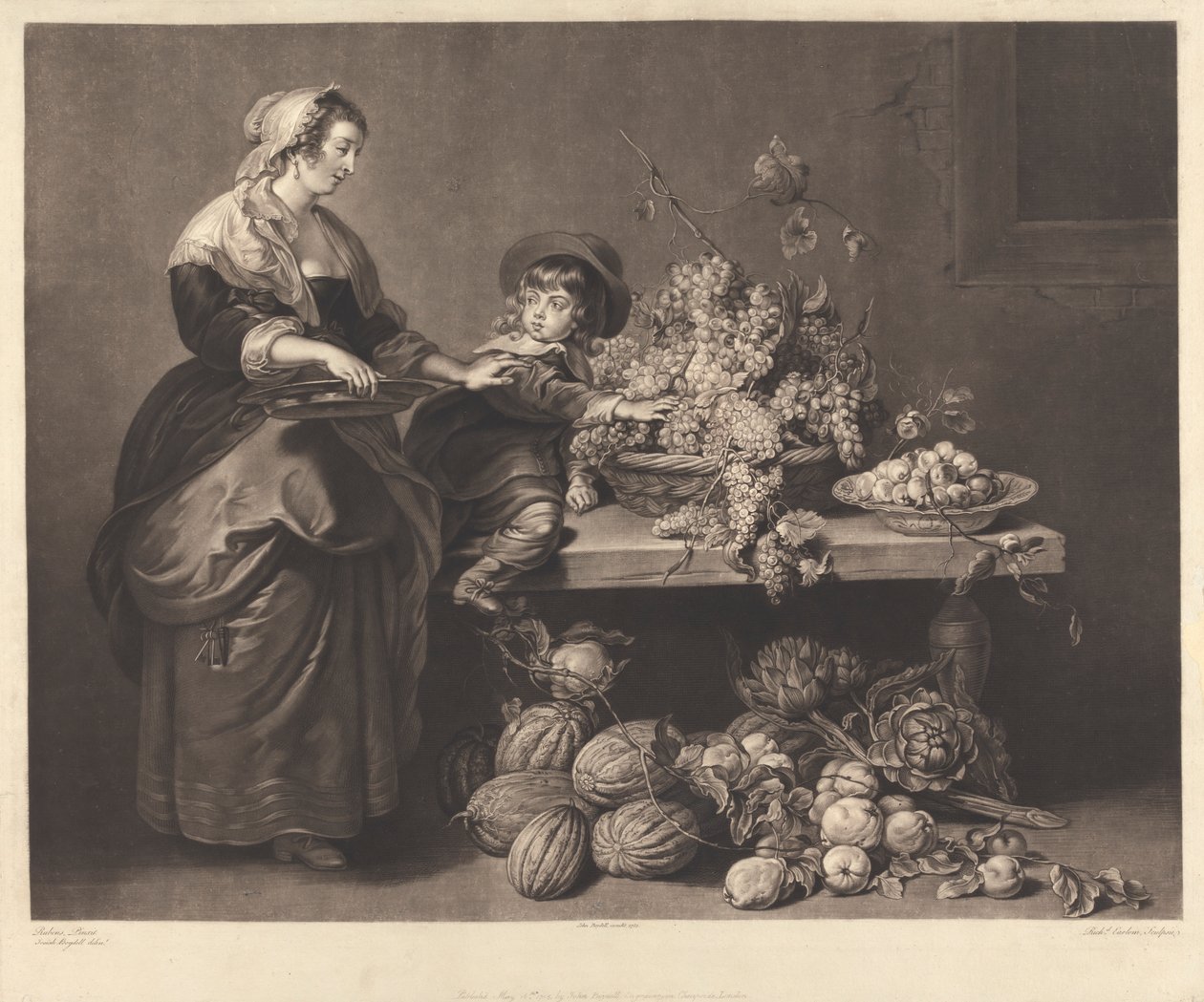 Rubens' Sohn und Amme von Richard Earlom: Kunstdruck