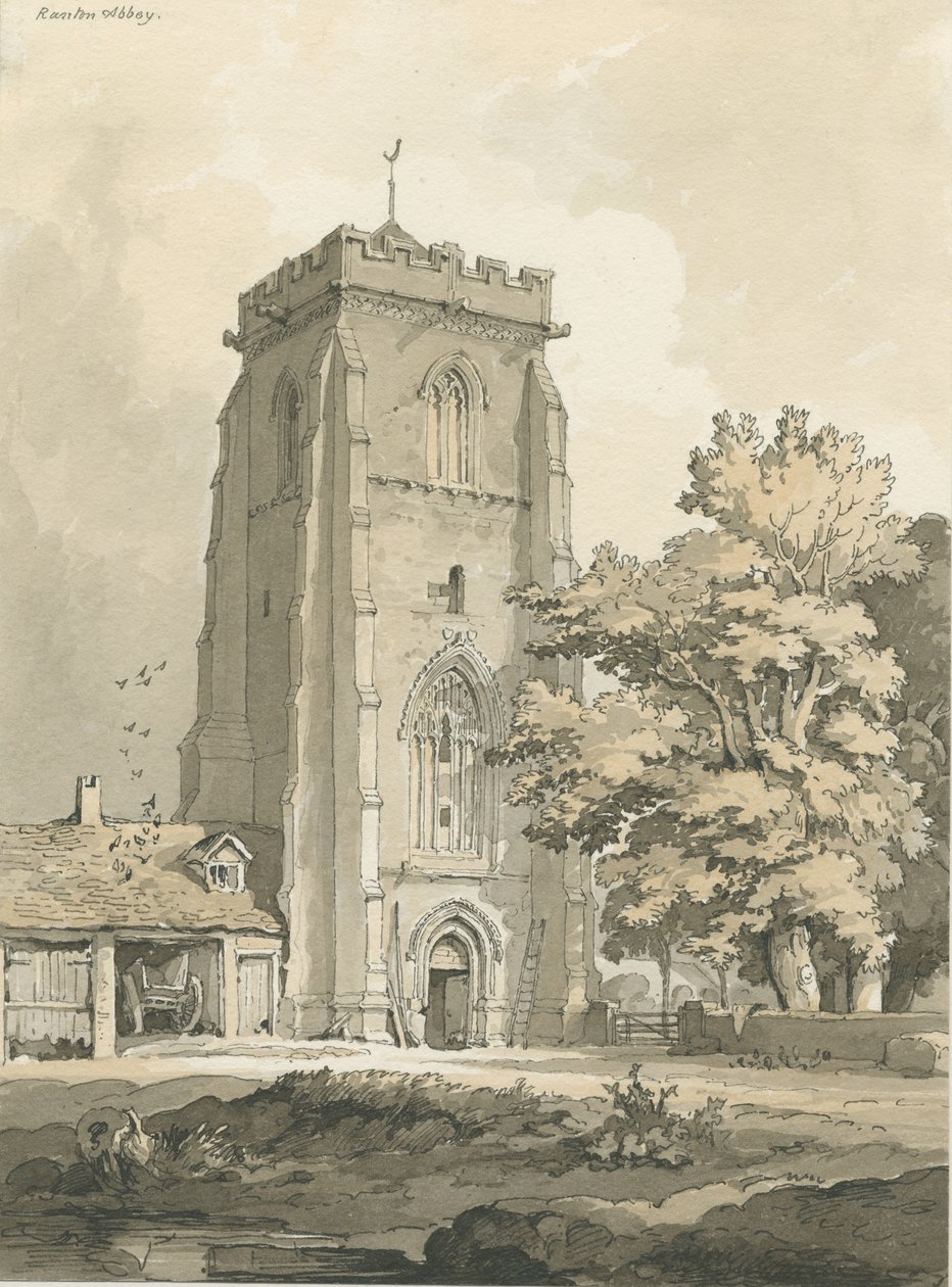 Ranton Abbey [Priory]: Feder- und Waschzeichnung, undatiert [?1838]