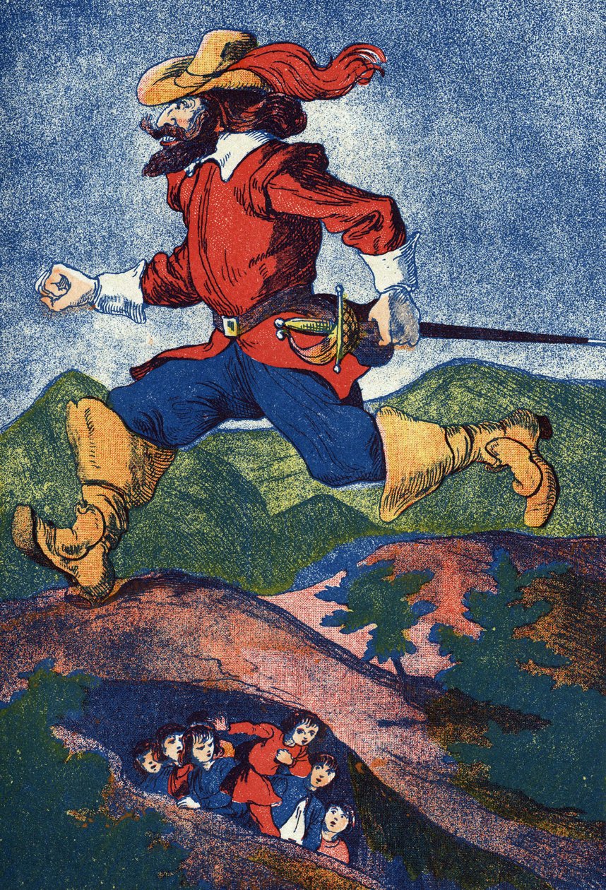 Der Oger sucht nach Kindern. Illustration für „Le Pepetit poucet ...