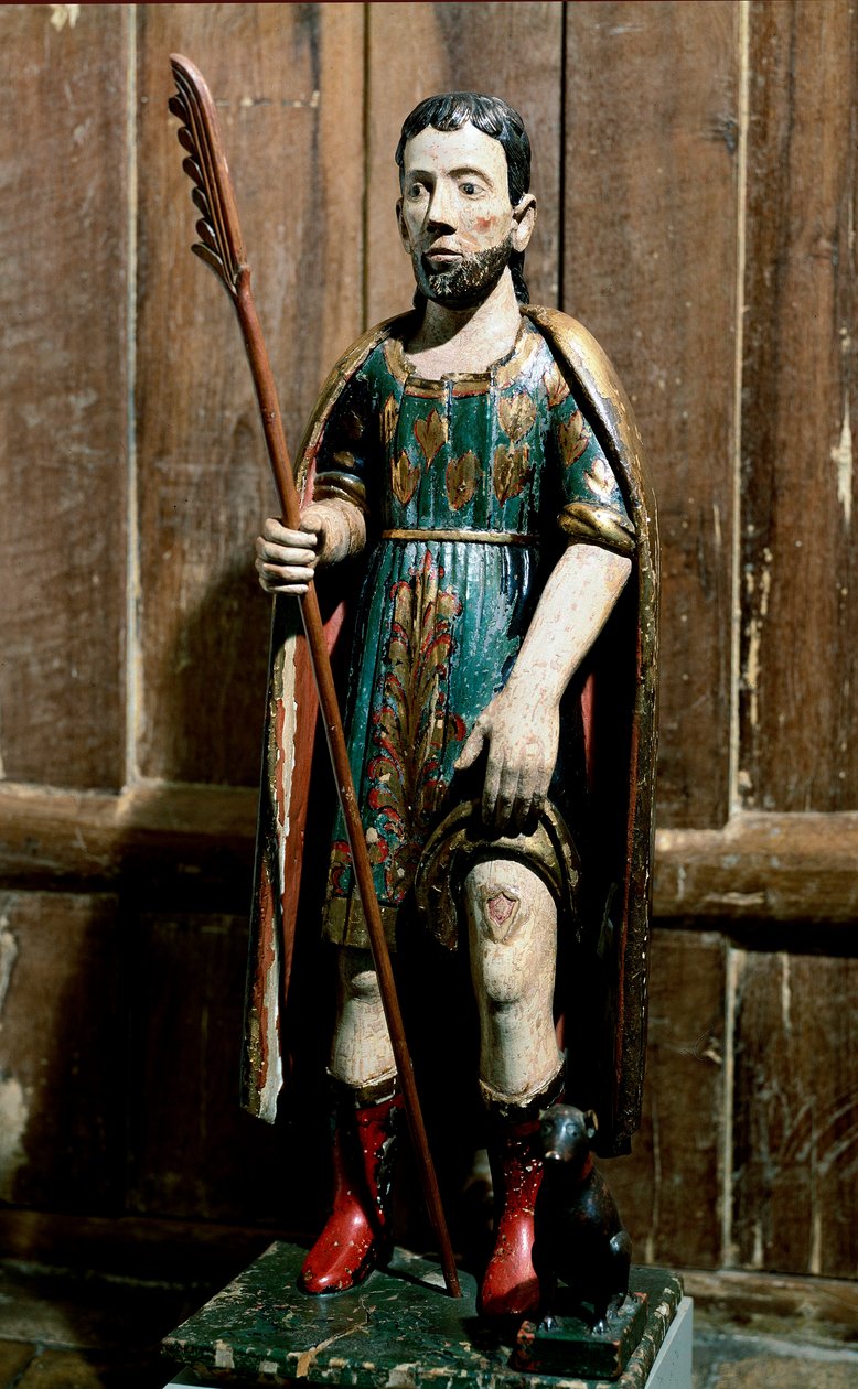 Beliebte Kunst: "Saint Roch" Der Heilige trägt die Pestbeule am Bein ...
