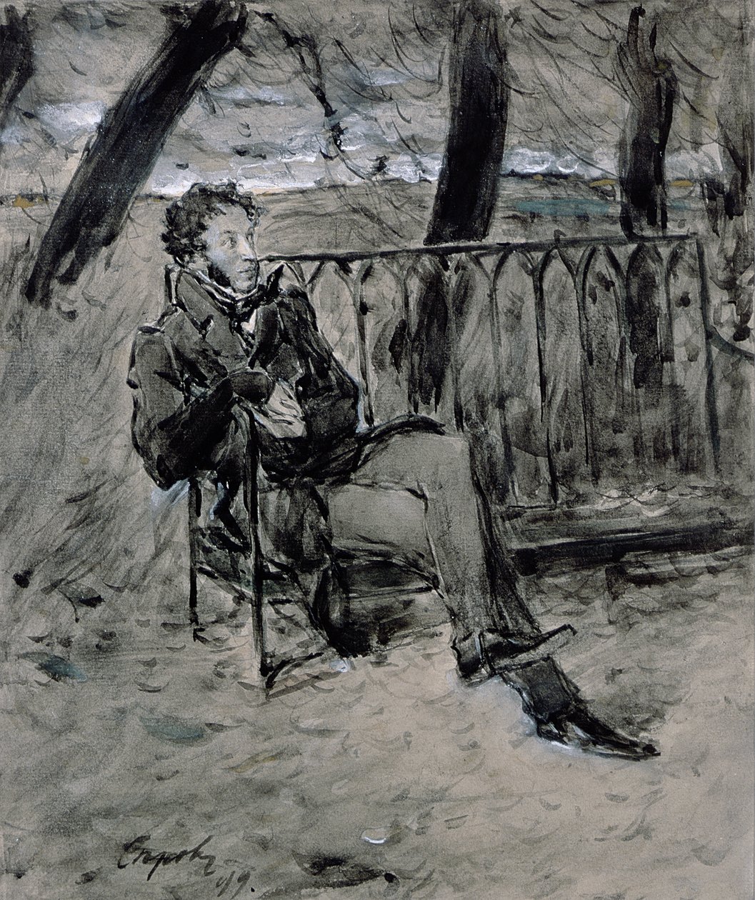 Alexander Puschkin in einem Park, 1899