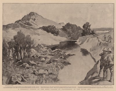 Eine schreckliche Ecke der Boer Laager bei Paardeberg im Flussbett