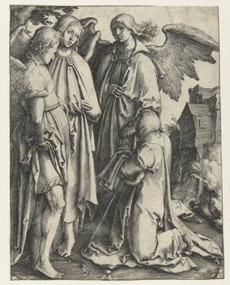 Abraham und die drei Engel von Lucas van Leyden: Kunstdruck