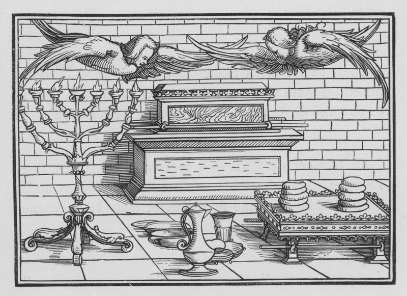 Die Bundeslade, der Gnadenthron, die Cherubim, der Tisch und der ...